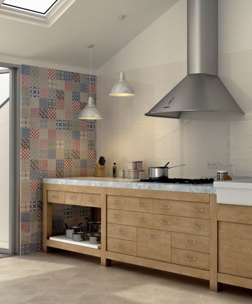 Country Patchwork 13,2x13,2 cm, carrelage mural, faïence Brillante