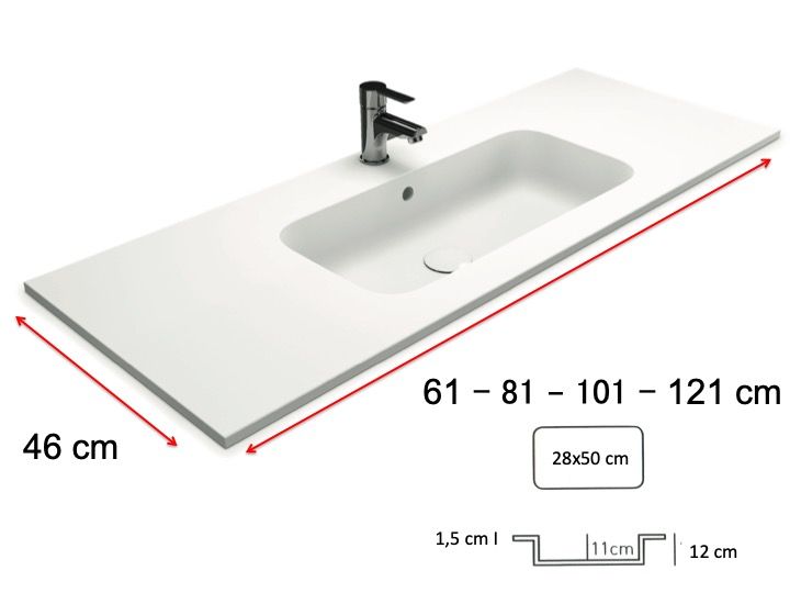 Plan toilette avec vasque intégrée, en Solid-Surface - BASIC
