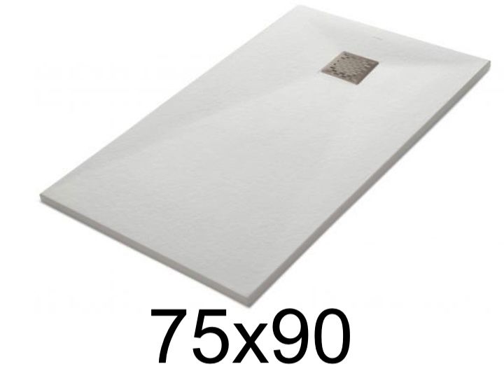 Receveur de douche 75x90, recoupable, extra plat, en resine, TECNIK